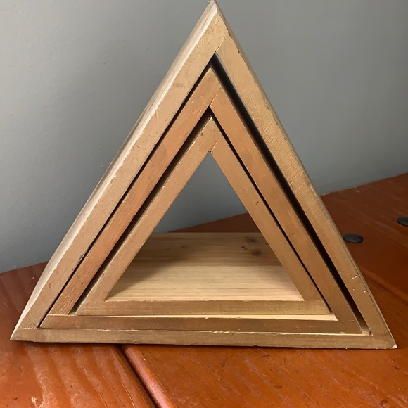 Wall Decor | Boho Wooden Triangle Wall Hanging Display Shelves | Poshmark